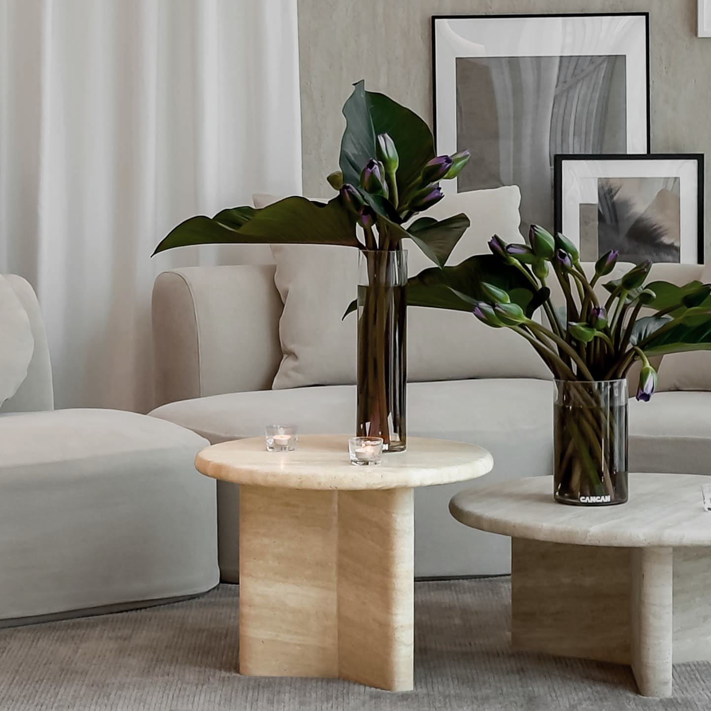 Flair Travertine Coffee Table - Petit – cancanfurnishings.com